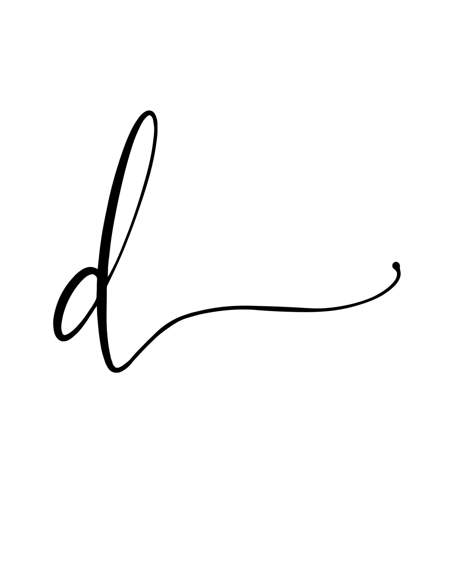 Letter D Lowercase Script | Digital Printable Art | Instant Download ...