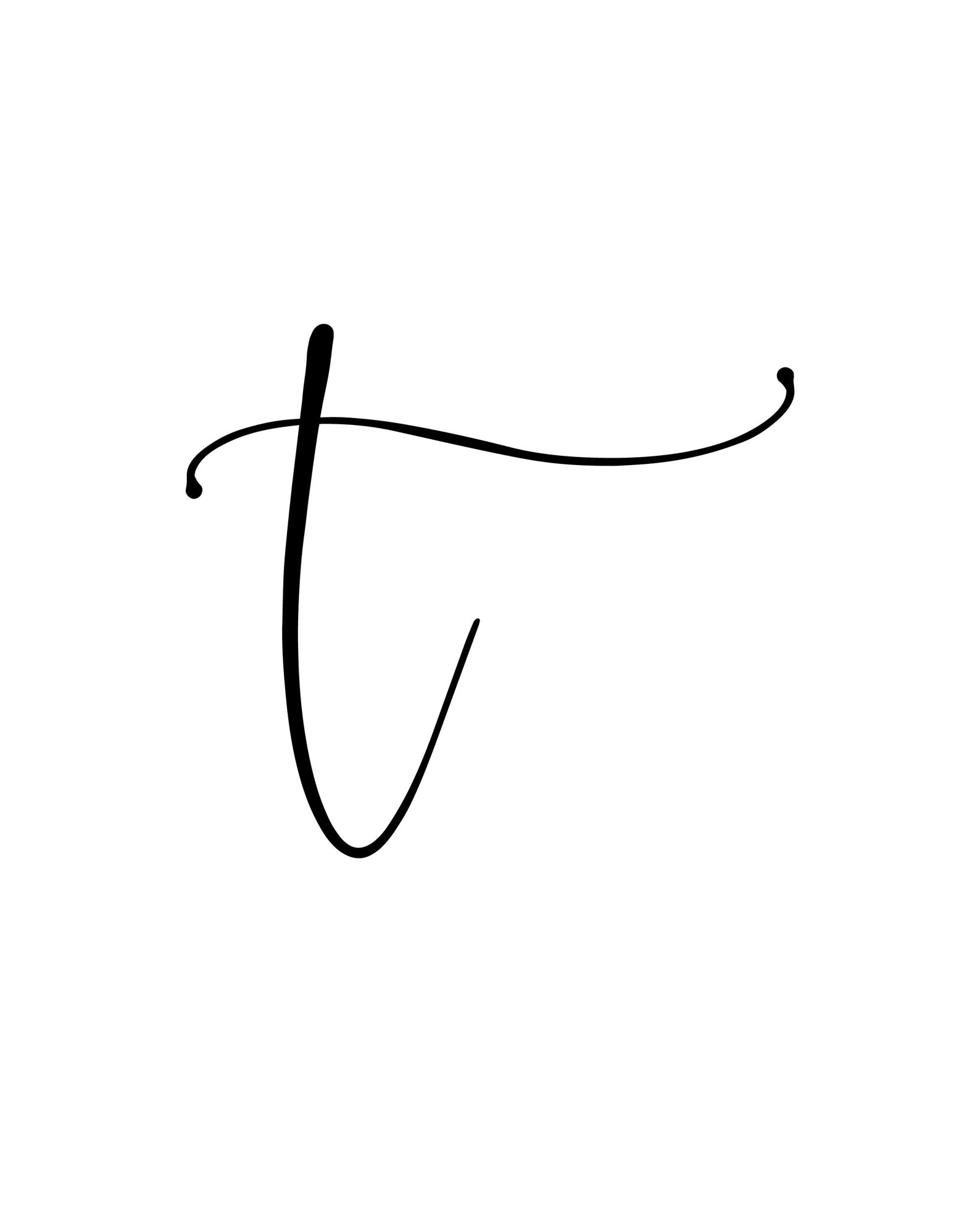 Letter T Lowercase Script | Digital Printable Art | Instant Download ...