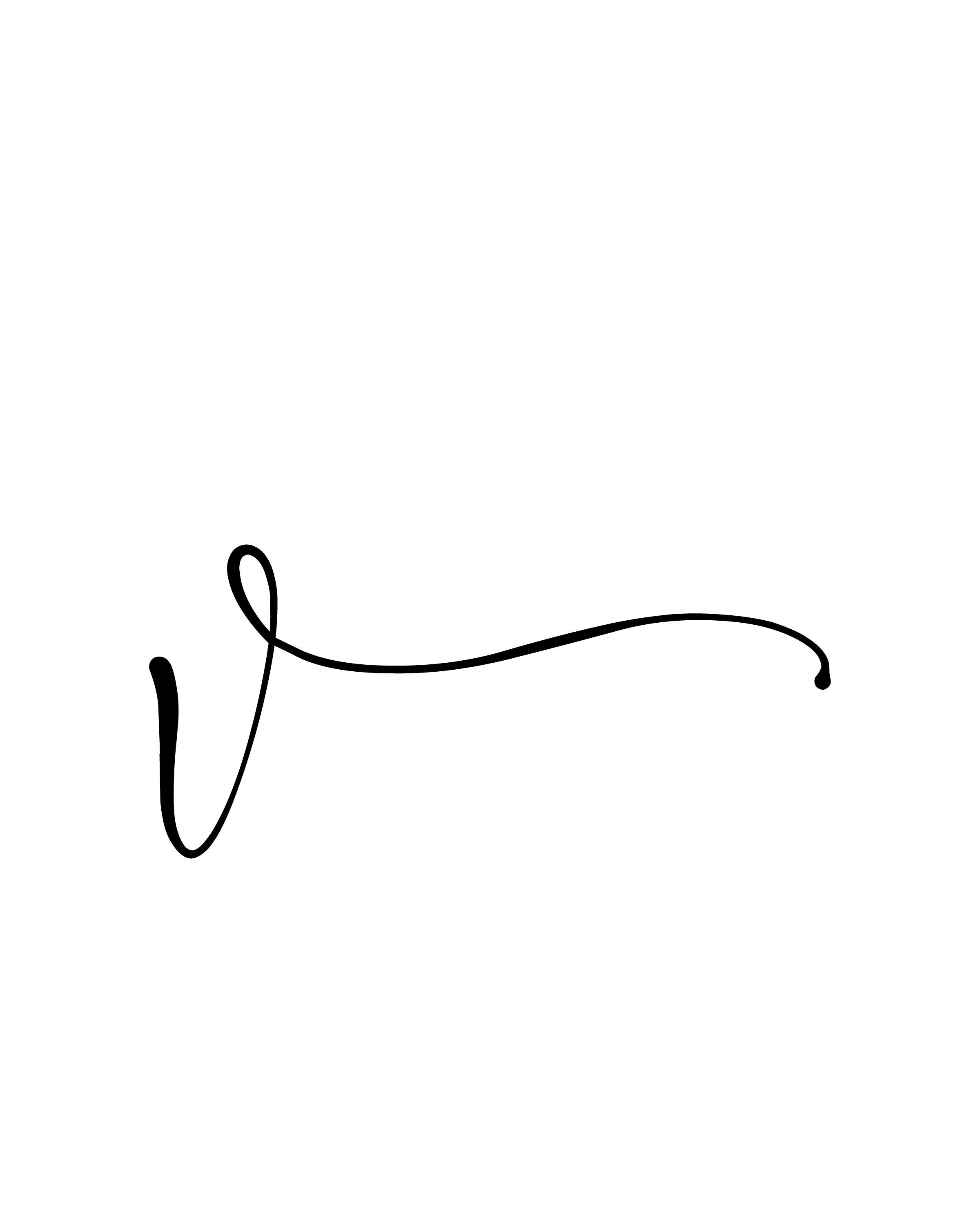 Letter V Lowercase Script | Digital Printable Art | Instant Download ...