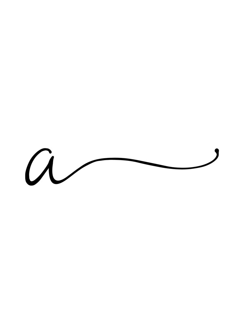 Letter A Lowercase Script Digital Printable Art Instant Download Letter