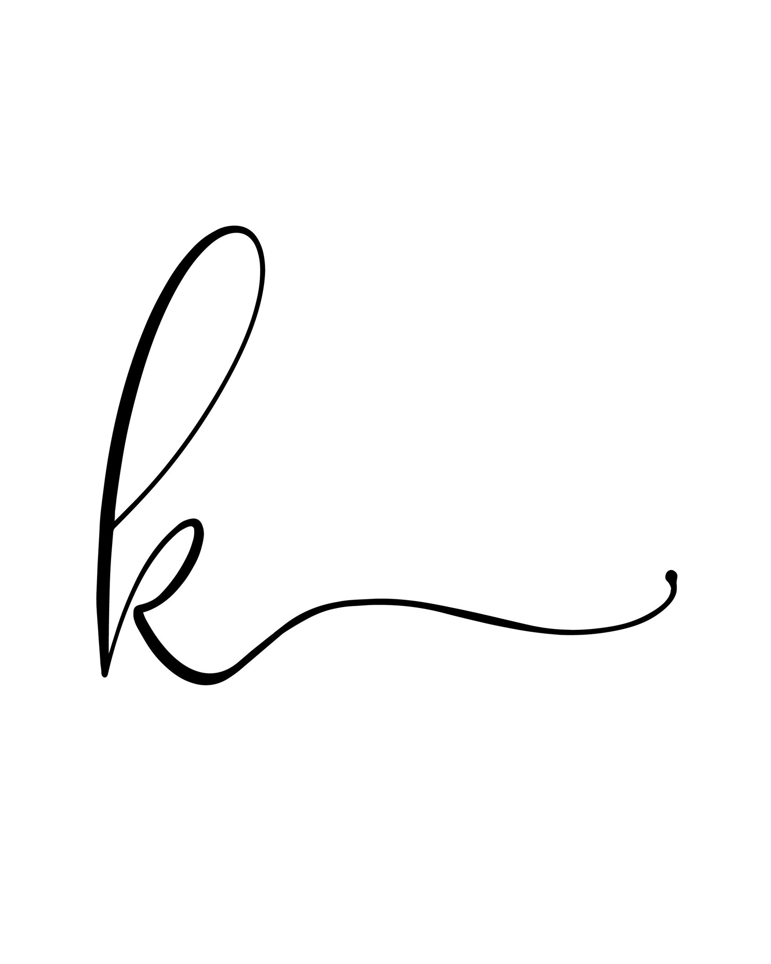 Letter K Lowercase Script | Digital Printable Art | Instant Download ...