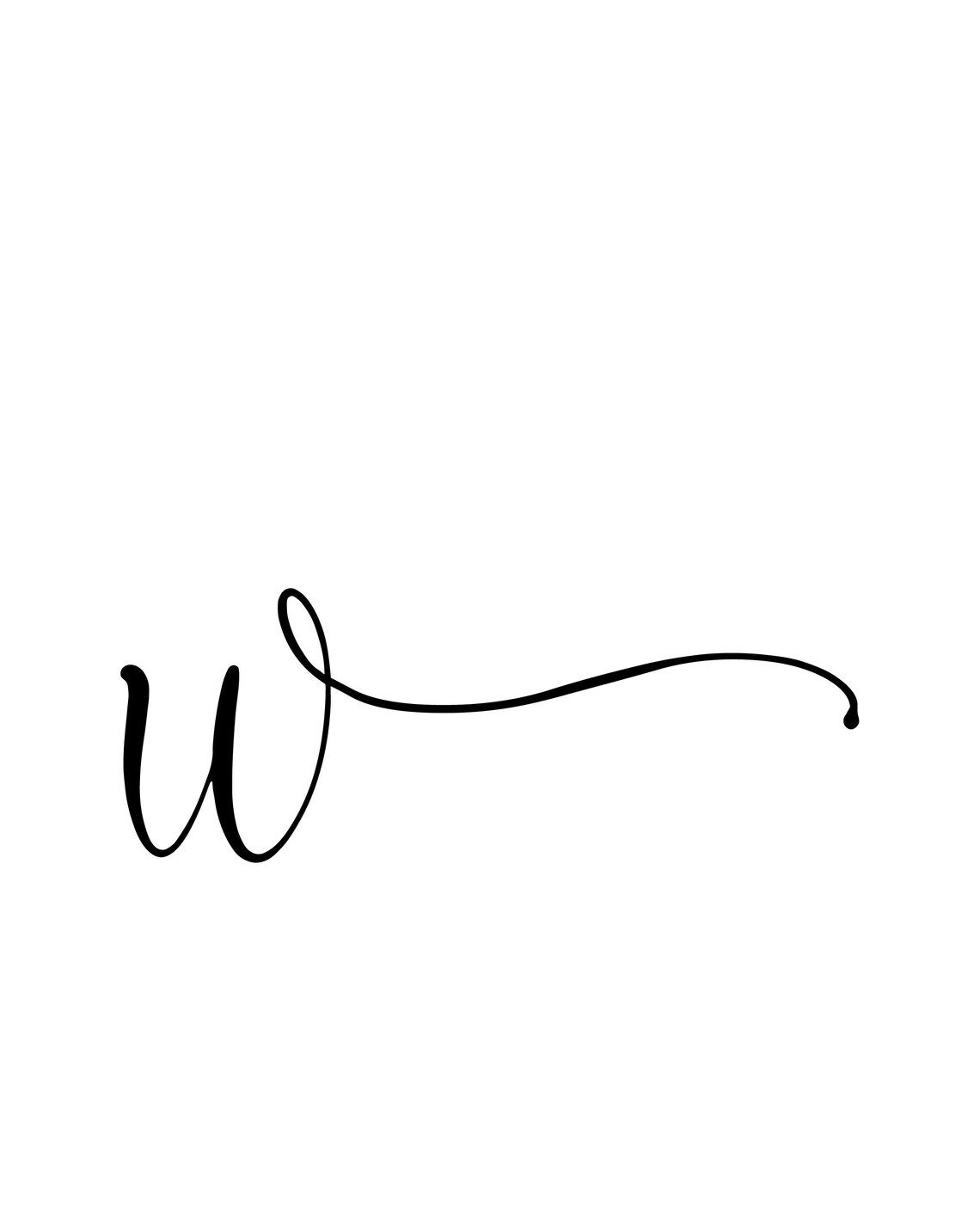 Letter W Lowercase Script | Digital Printable Art | Instant Download ...