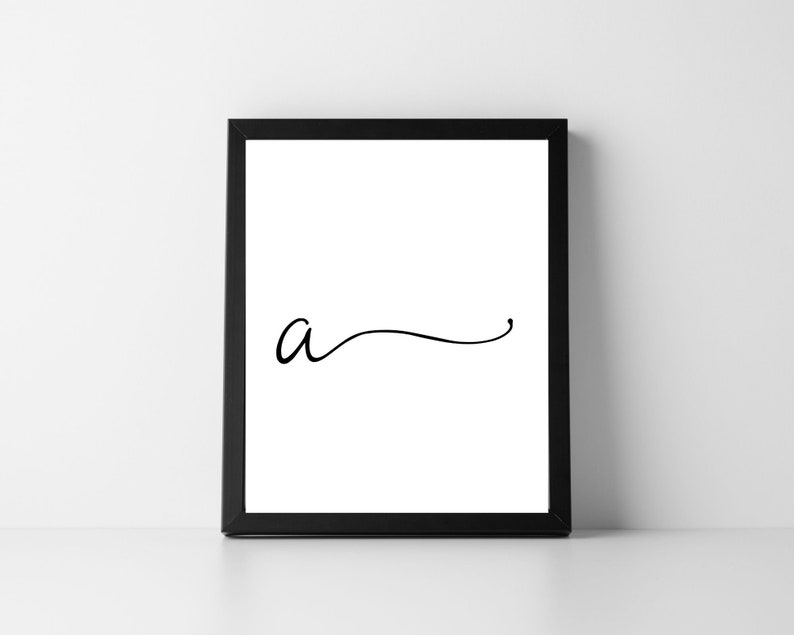 Letter A Lowercase Script Digital Printable Art Instant Download Letter