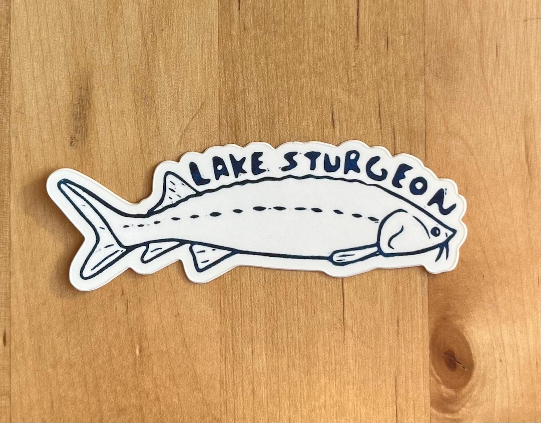 Lake Sturgeon Linocut Print Water Resistant Vinyl Sticker - Etsy