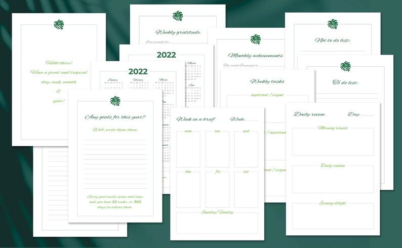 2022 Printable Planner Tropical Theme Planner Monthly - Etsy