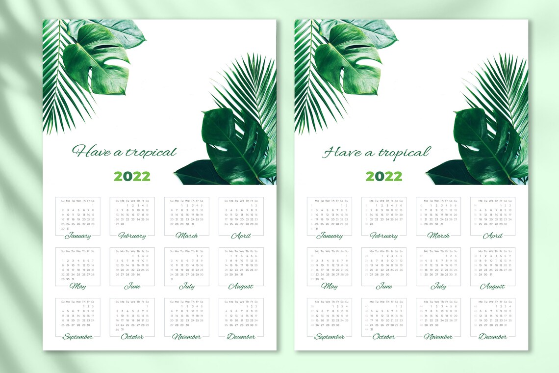 2022 Printable Planner Tropical Theme Planner Monthly | Etsy