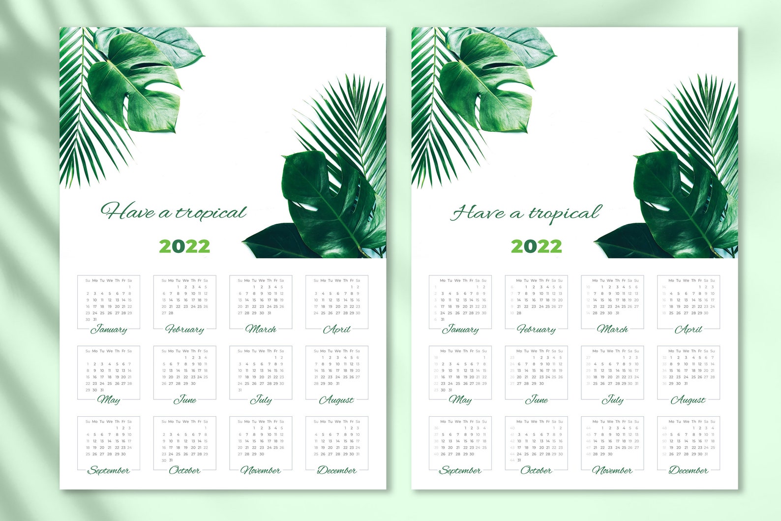 2022 Printable Planner Tropical Theme Planner Monthly - Etsy