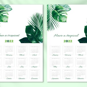 2022 Printable Planner Tropical Theme Planner Monthly | Etsy