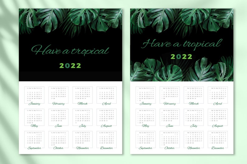 2022 Printable Planner Tropical Theme Planner Monthly | Etsy