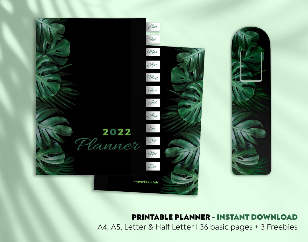 2022 Printable Planner Tropical Theme Planner Monthly - Etsy