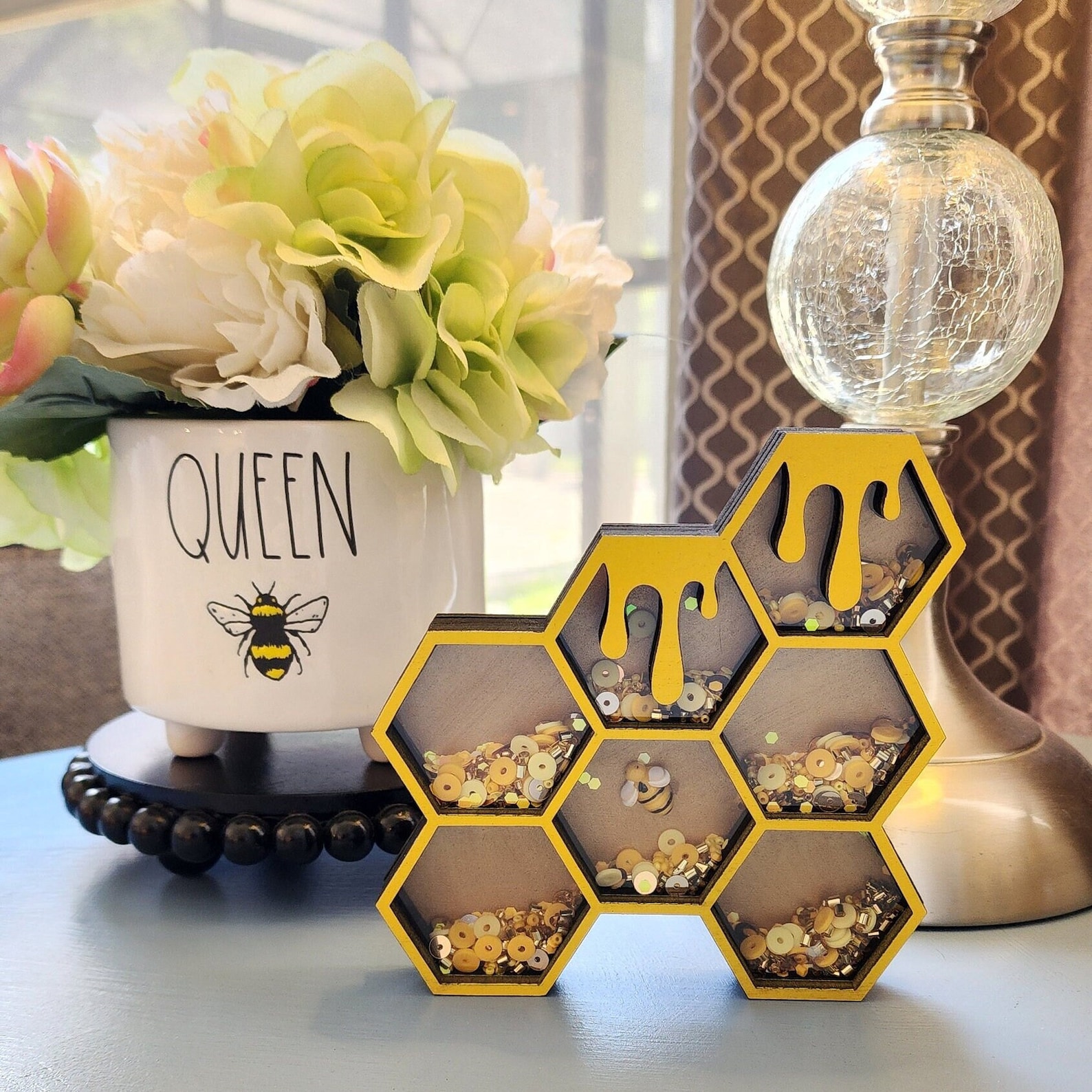 Glitter Honey Comb Shaker Sign: Bumble Bee Tiered Tray Decor - Etsy