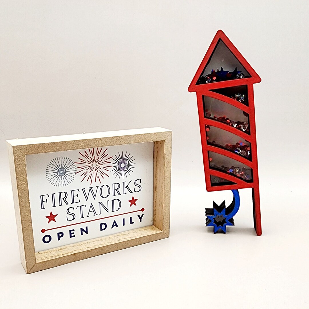 Firework Shaker Sign: Patriotic Glitter Decor (2x6x.75") - Etsy