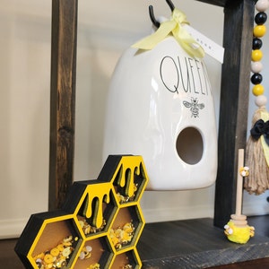 Honey Comb Shaker Sign, Honey Comb Glitter Sign, Bumble Bee Decor, Wood ...