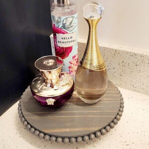 8" Round Wood Beaded Riser, Rustic Wood Beaded Riser, Wood Perfume ...