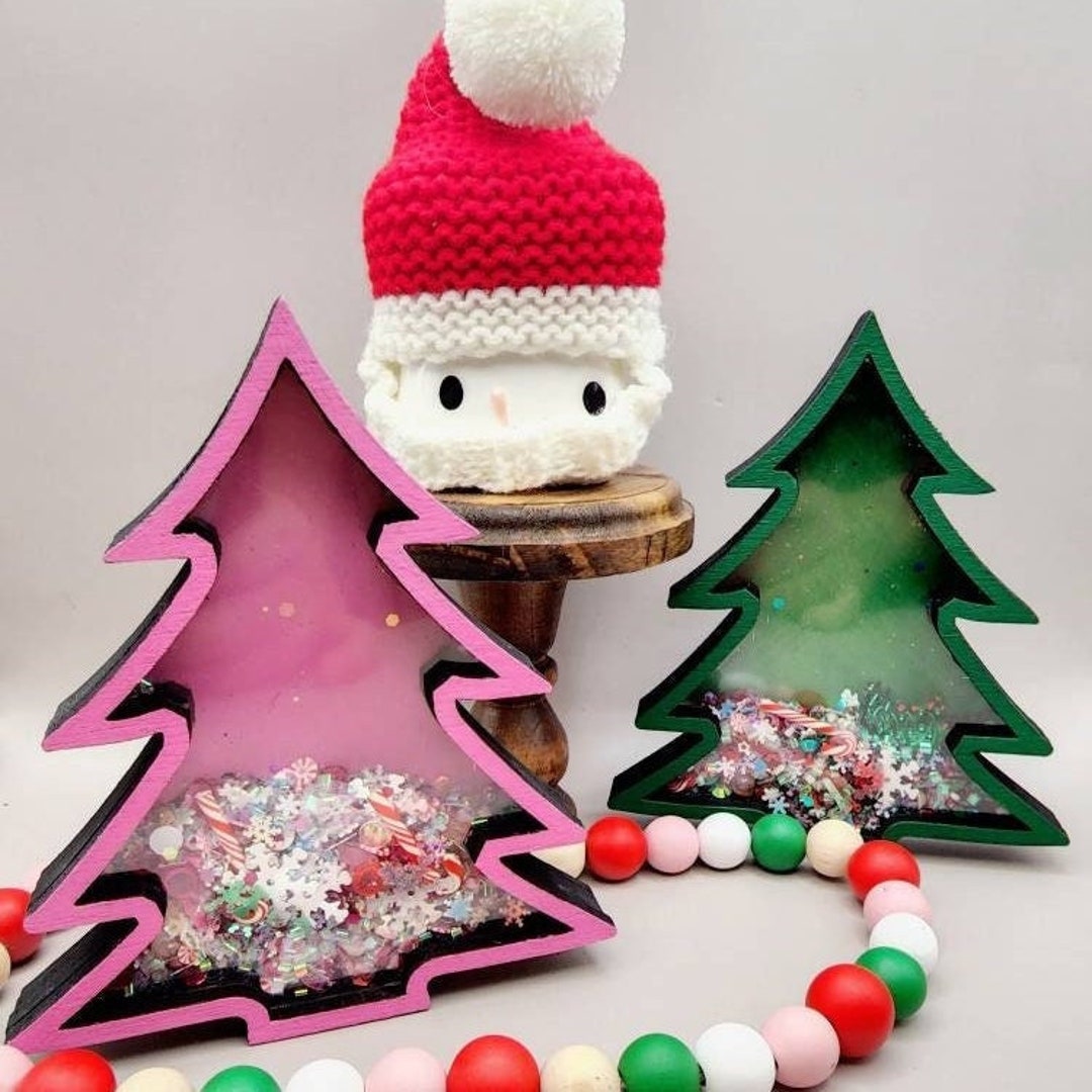 Christmas Tree Shaker Sign, Christmas Tiered Tray Sign, Pink Christmas ...