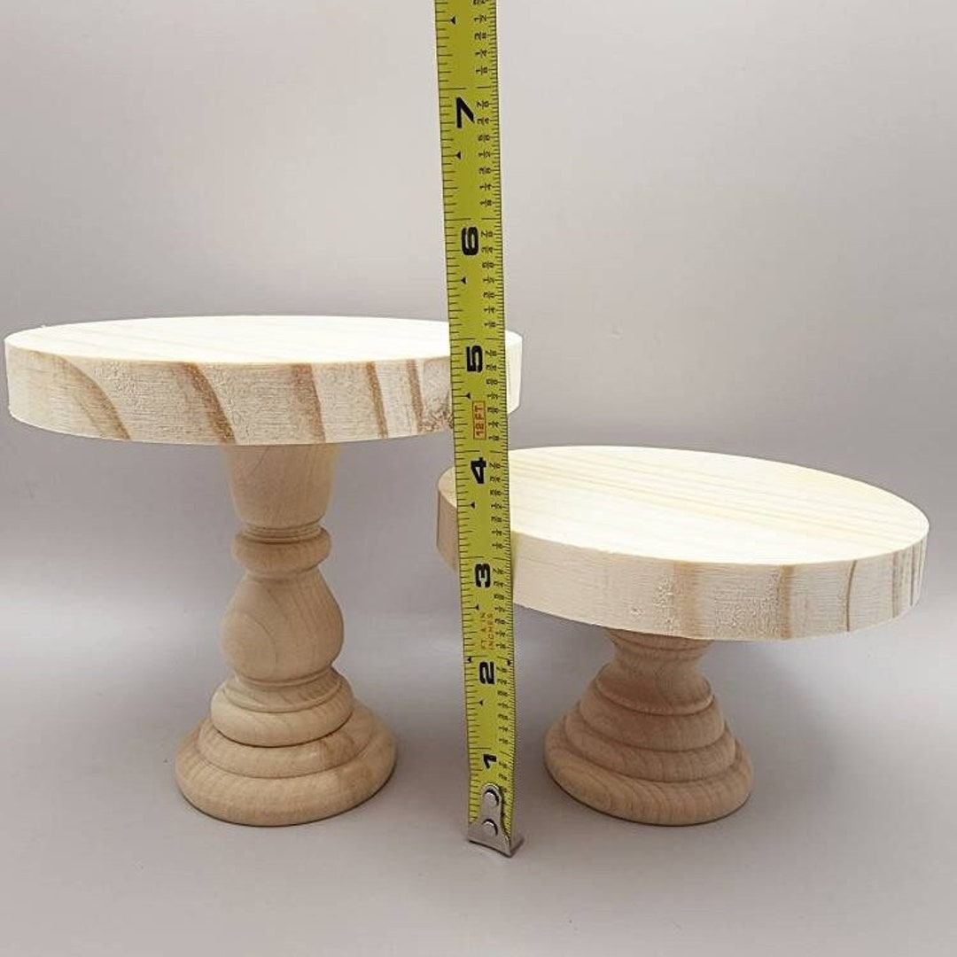Wood Pedestal Stand, 5" Round Wood Riser, Natural Pedestal Stand ...