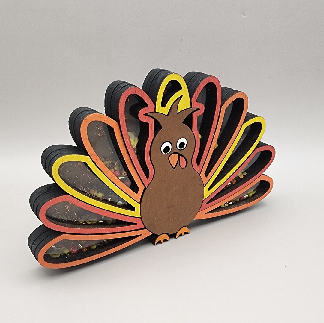 Thanksgiving Turkey Shaker Sign: Glitter Confetti Wood Turkey - Etsy