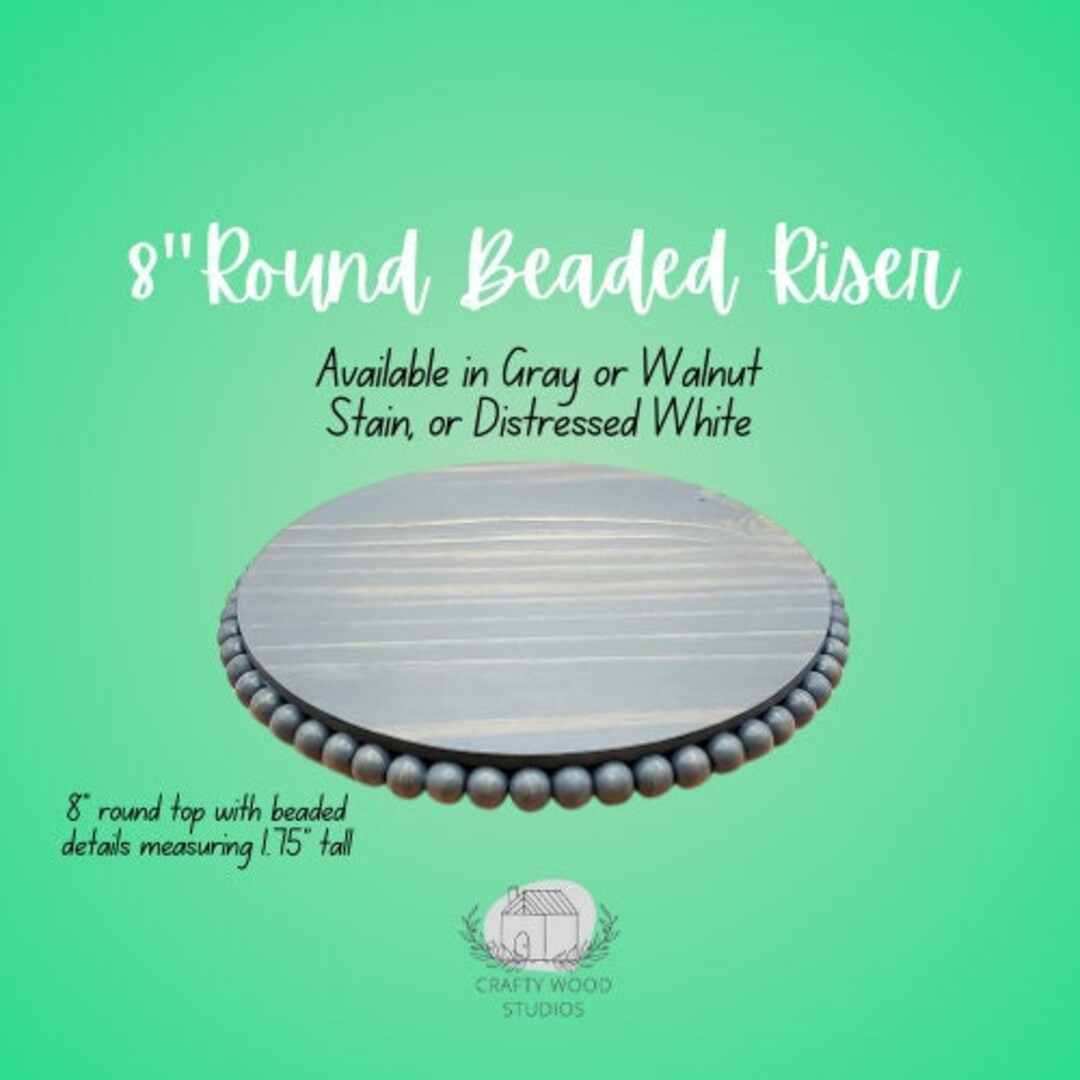 8 Round Wood Beaded Riser, Rustic Wood Beaded Riser, Beaded Bathroom Stand, Perfume Stand, 3 ...