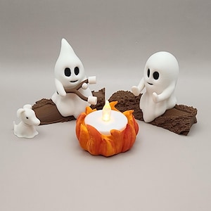 LED Ghost Campfire Scene: Hand-painted Halloween Decor With Ghost Dog ...