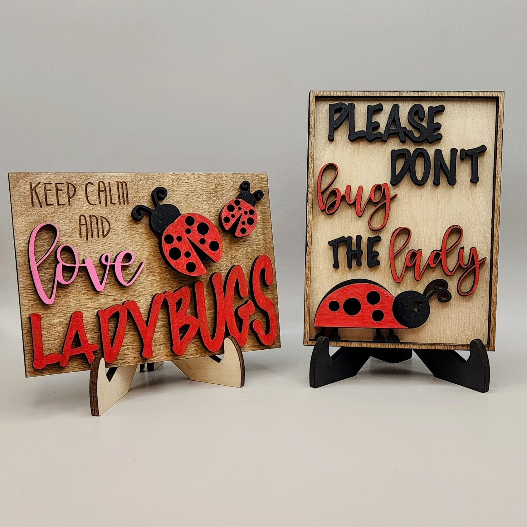 Ladybug Mini Signs: Hand-painted Summer Tiered Tray Decor - Etsy