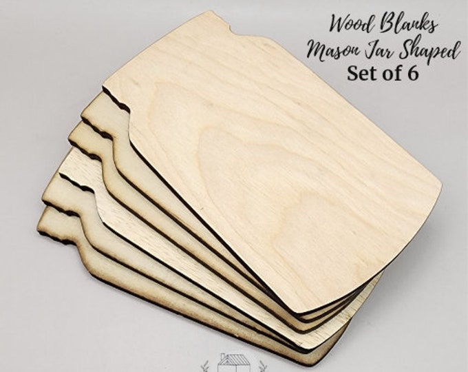 Wood Mason Jar Set of 6, Wood Craft Supplies, Tiered Tray Crafts, Mini ...