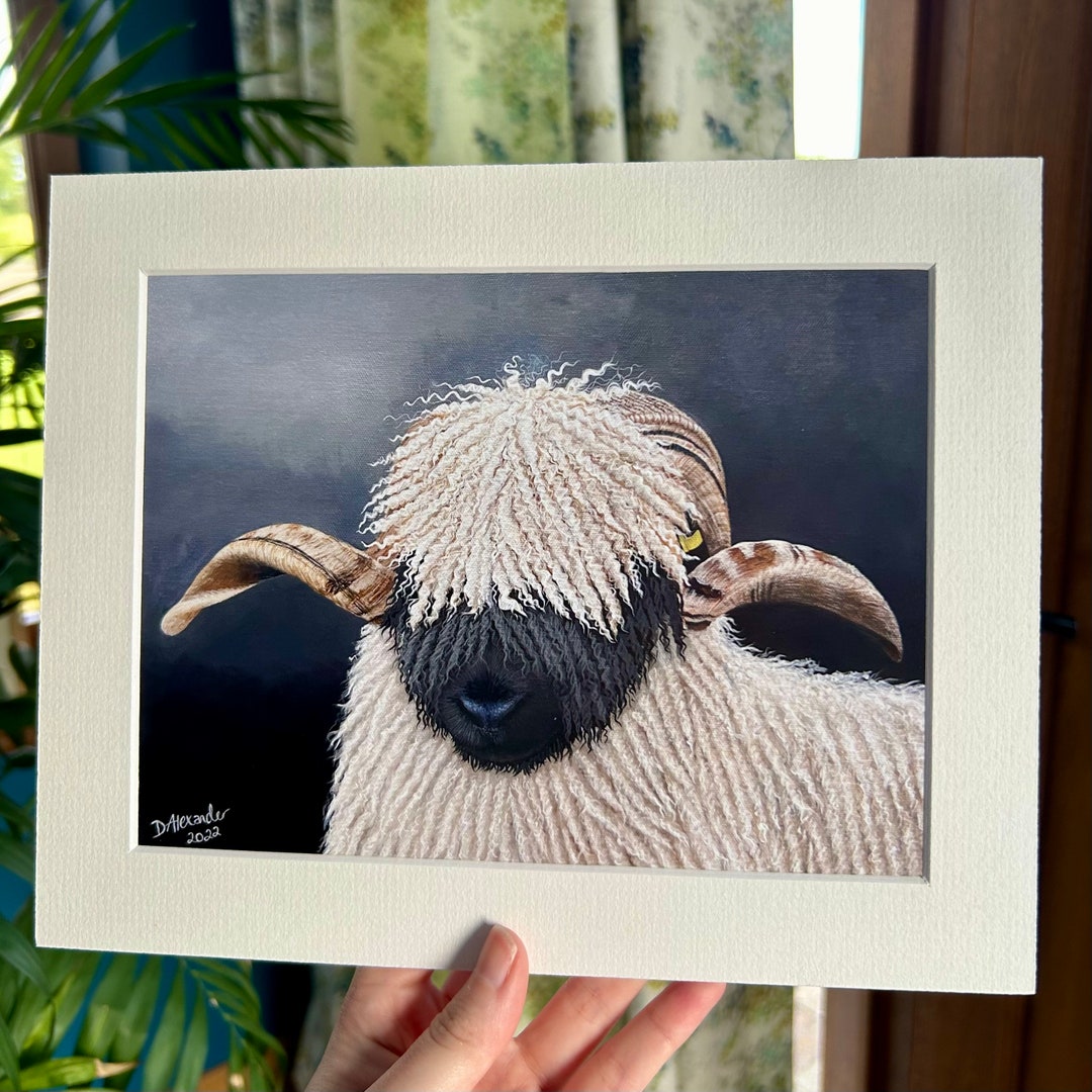 Hector the Valais Blacknose Sheep - Mounted Print - Etsy