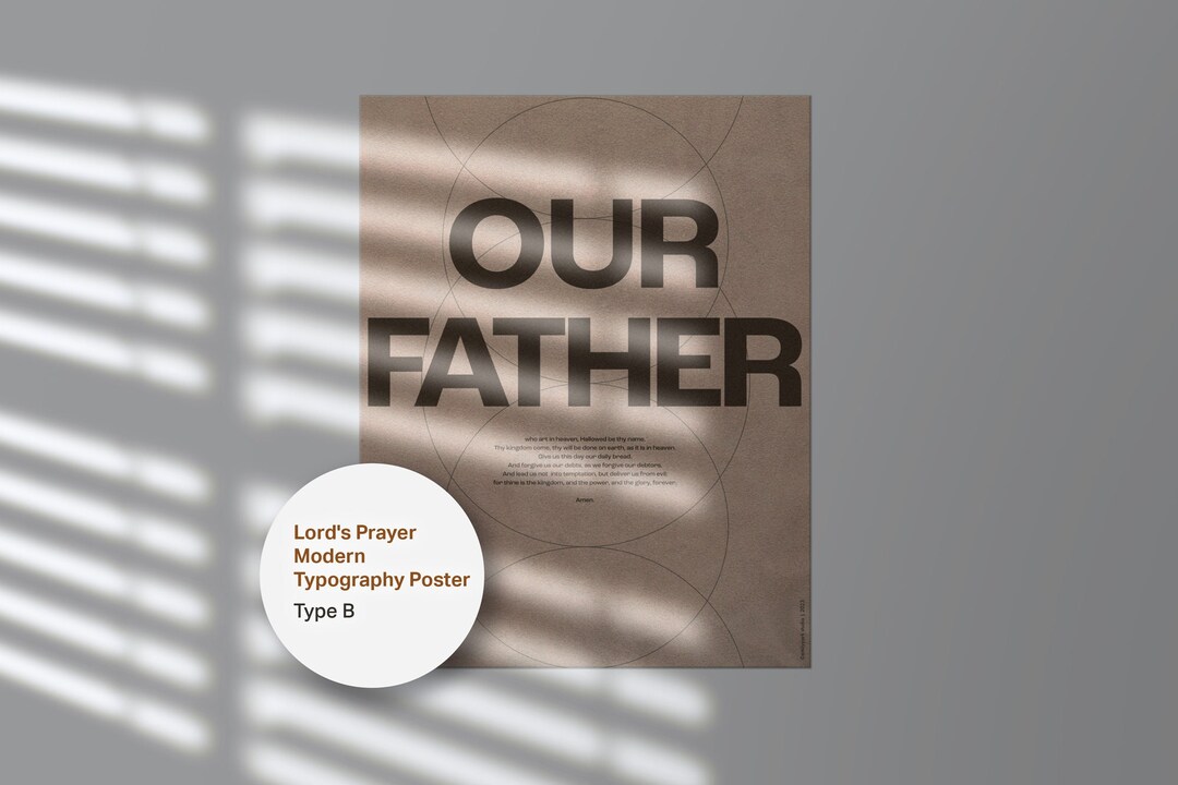 Lord's Prayer Poster Type B: Contemporary Design, Textured Beige ...