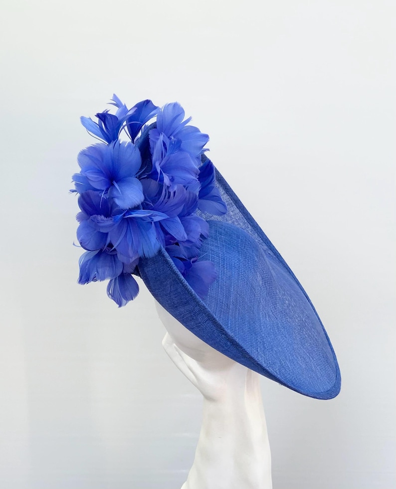Royal Blue Feather Very Large Hat: Wedding Ascot Occasion Headwear - Etsy