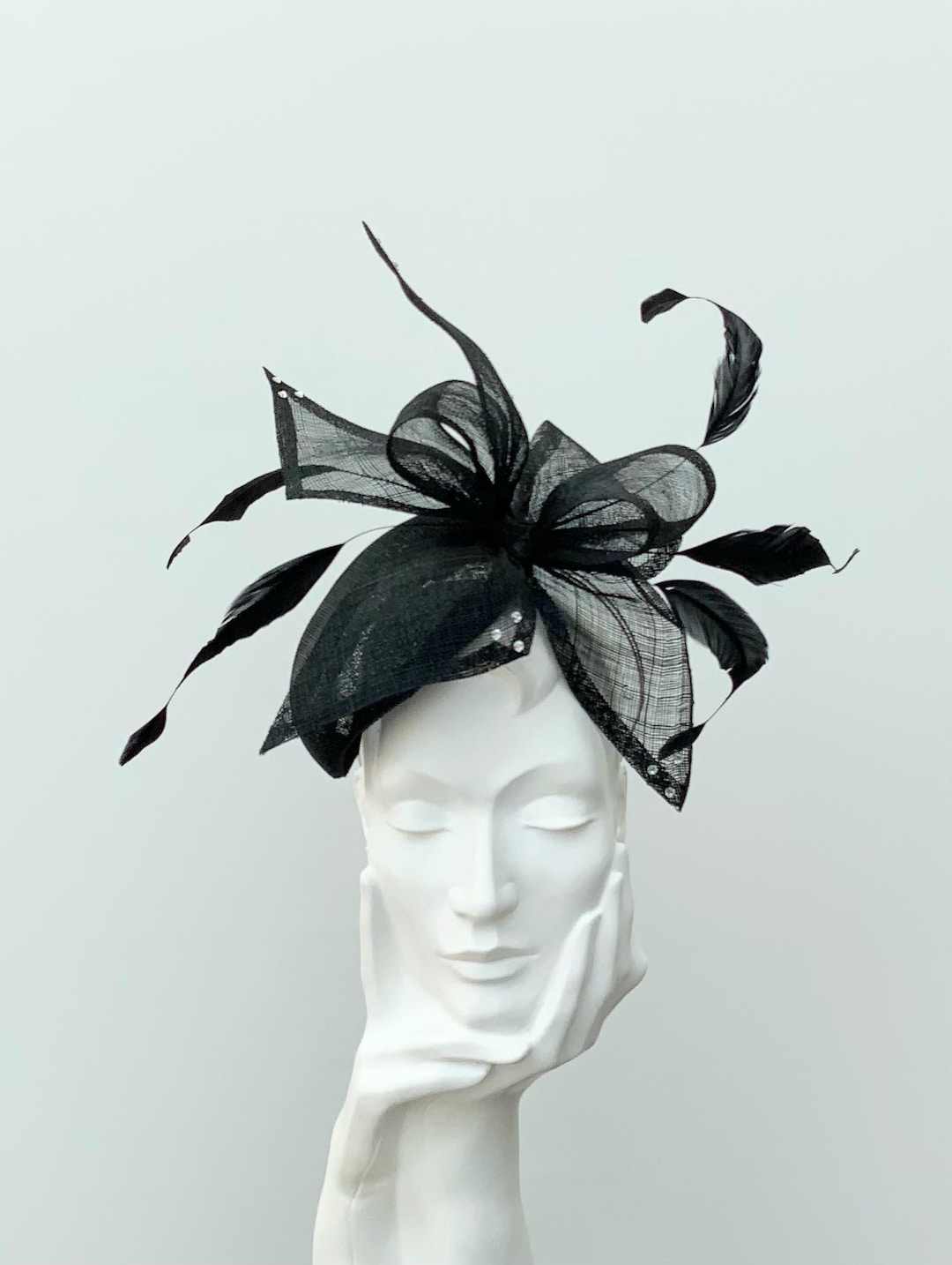 Black Teardrop Percher Fascinator, Ladies Day Hat, Races Hat ...