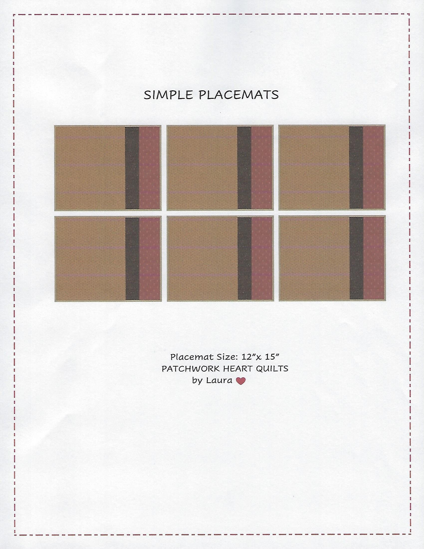 Simple Placemats PDF Pattern Download for Quilters and Crafters - Etsy