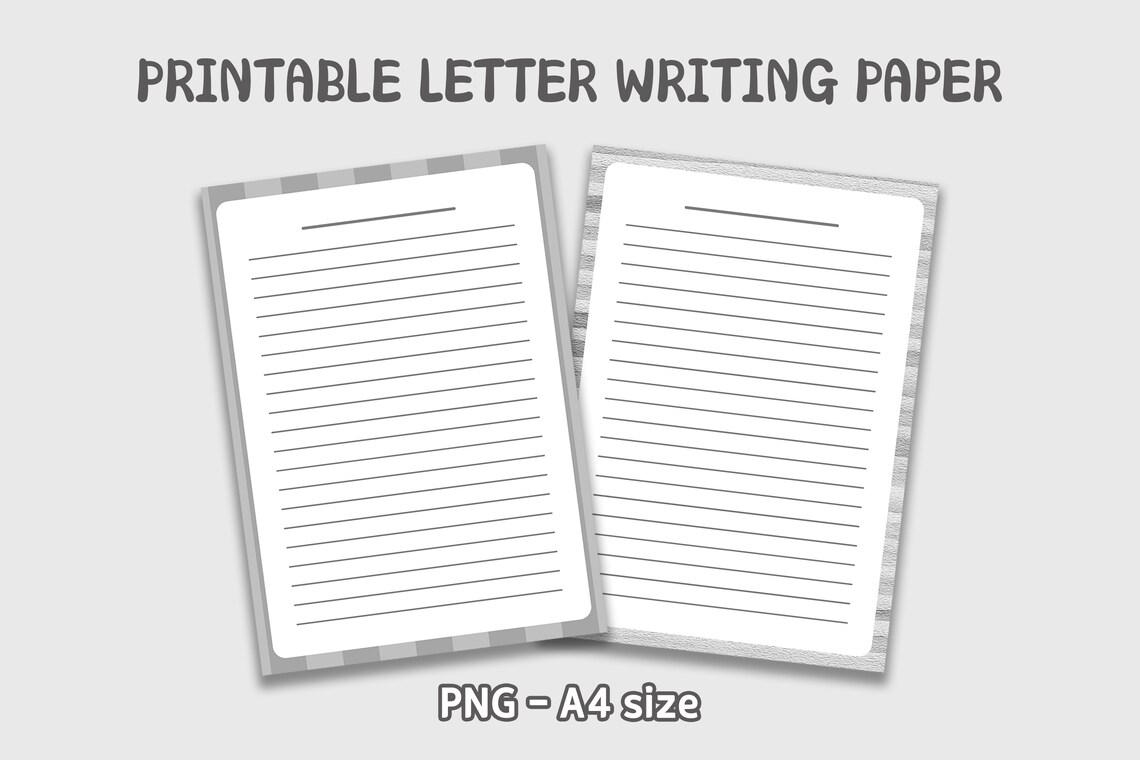 4 Types Gray Printable Stationary Paper Printable Writing - Etsy