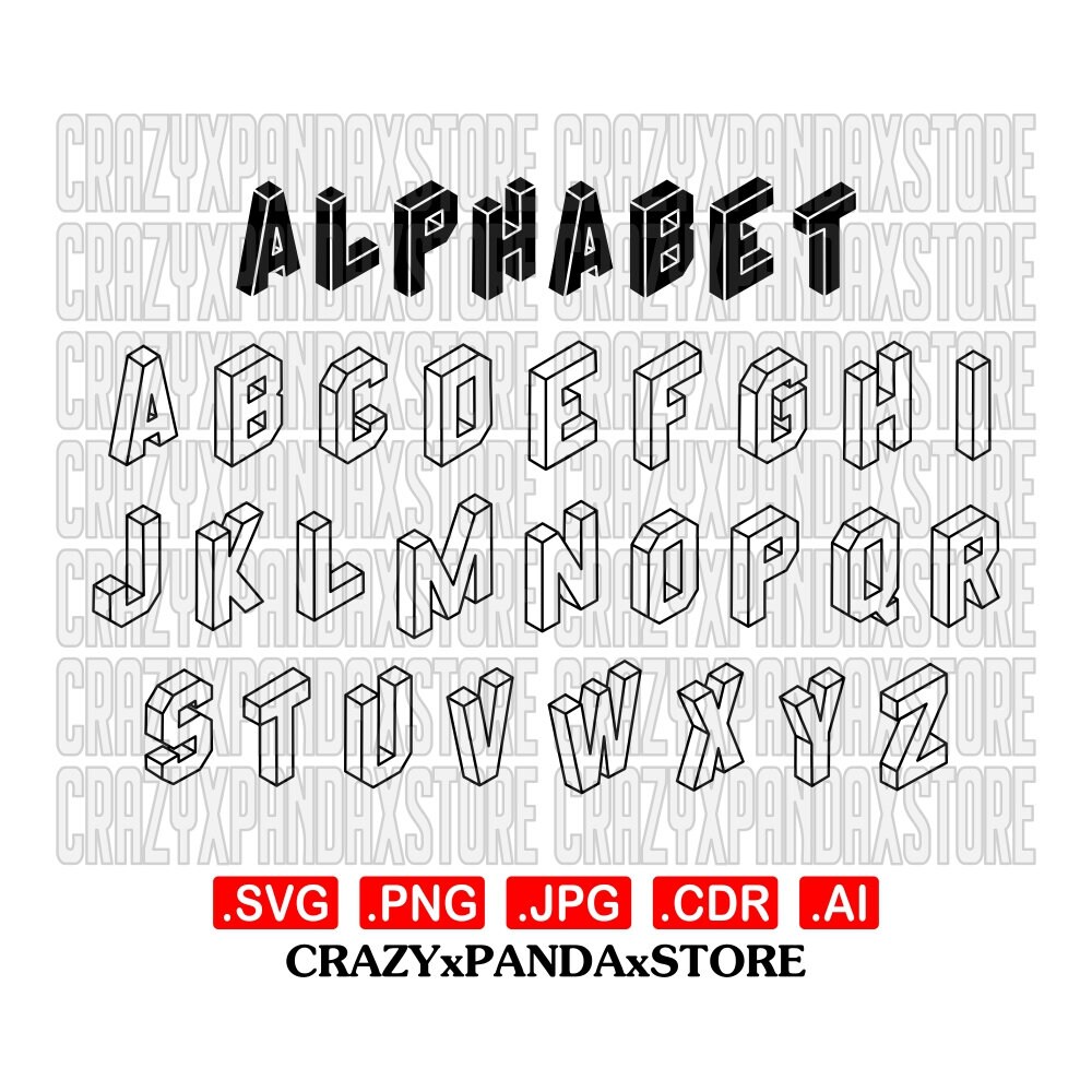 Alphabet svg alphabet vector file letters svg | Etsy México