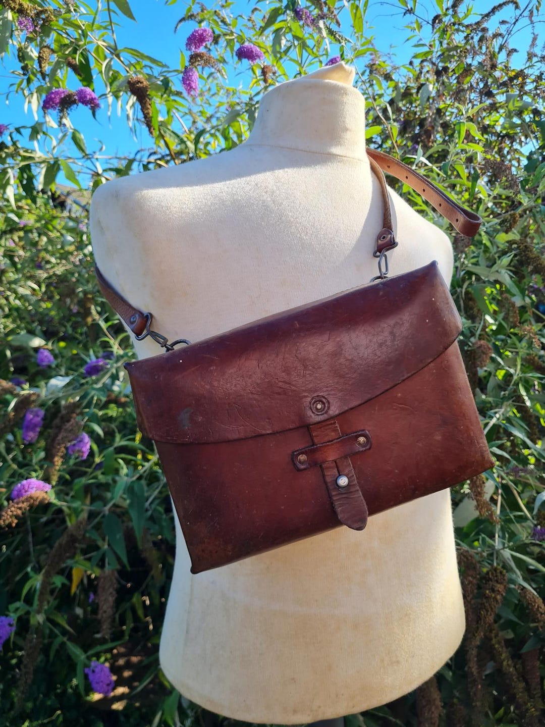 Vintage Swiss Army Leather Bag Handbag Map Bag / Swiss Army Officer ...