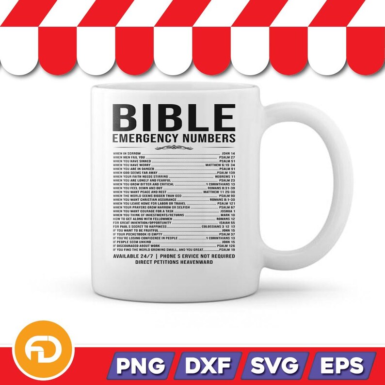 Bible Emergency Numbers Svg, Png, Eps, Dxf Digital Download, Bible ...