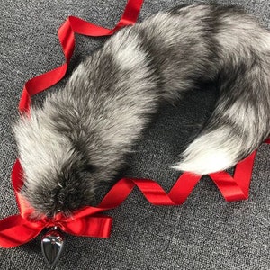 Handmade Gray Fox Fur Tail Plug Fox Tail Plug Wolf Tail Butt Plug Cat ...