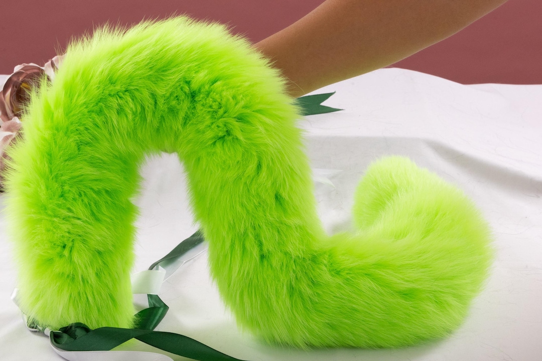 Green Real Fur Fox Tail: Anime Cosplay Costume - Etsy