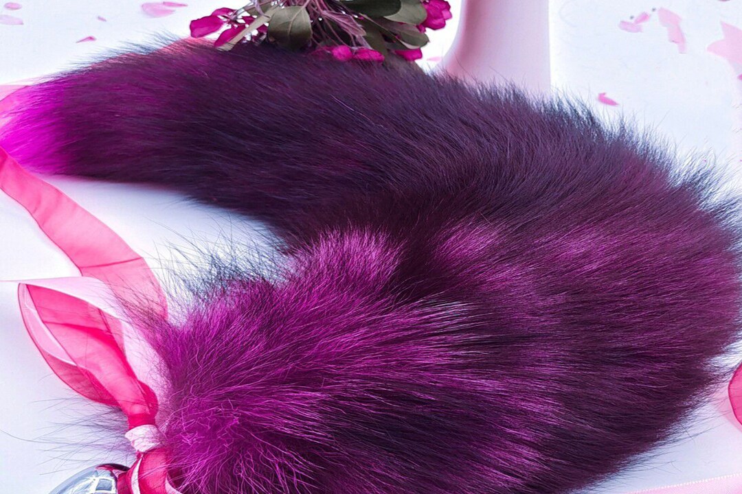 Purple Fox Tail Cosplay Real Fox Tail Anime Sexy Cute Animal Furry ...