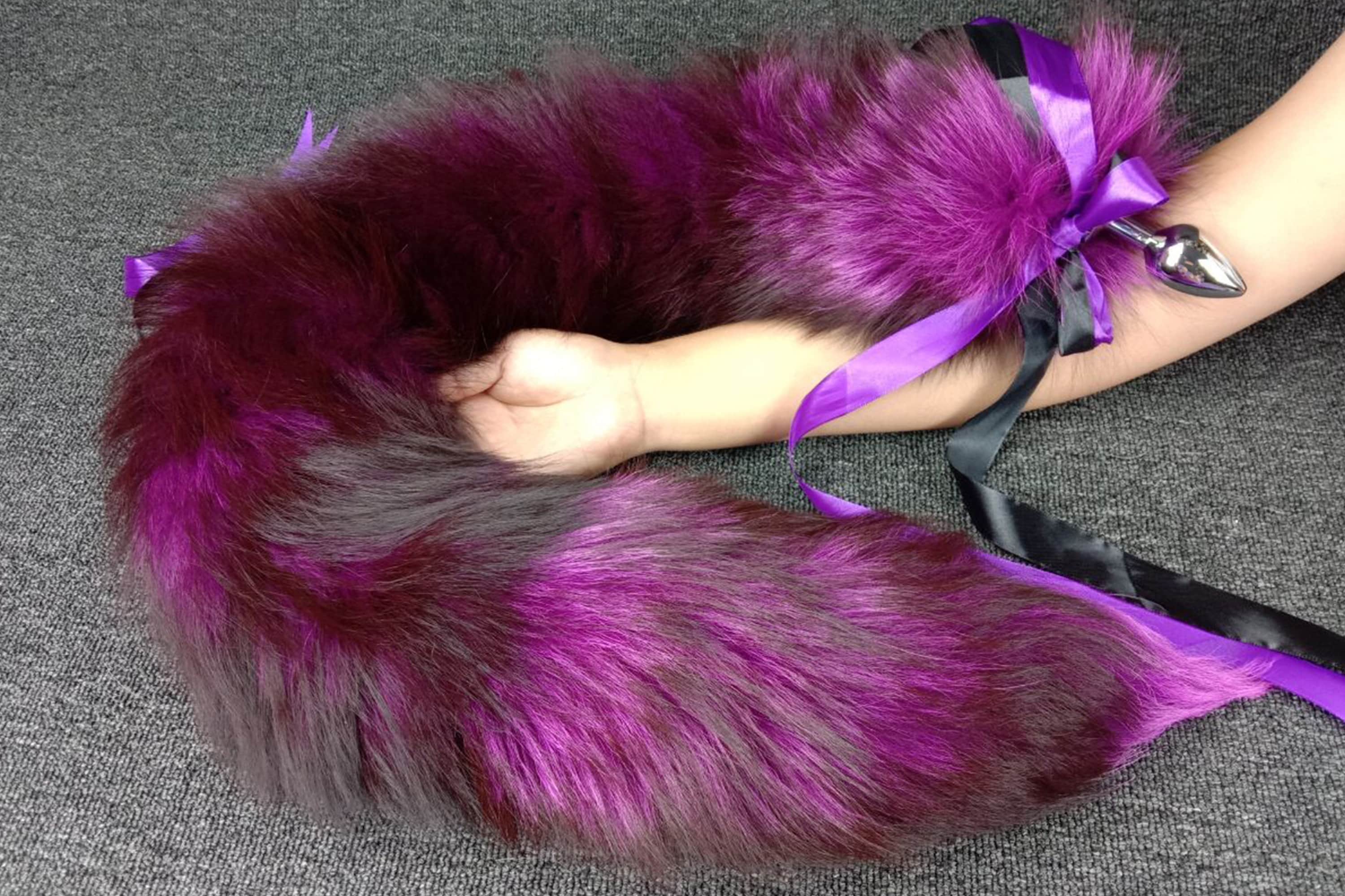 Purple Real Fox Tail Fox Tail Cosplay Anime Sexy Cute Animal - Etsy