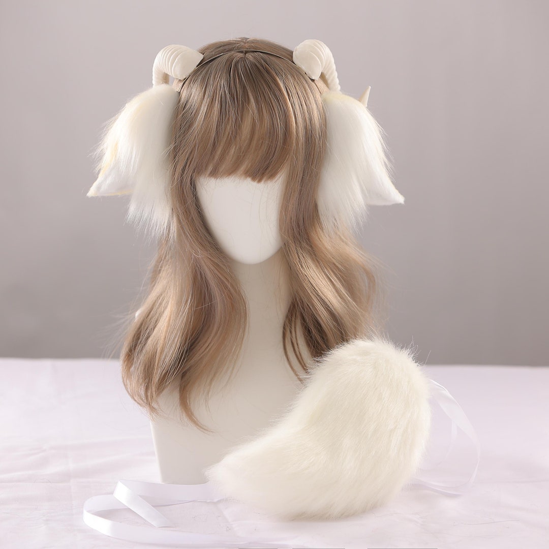 Handmade Sheep Tail and Ear Set Animal Cosplay Goat Ear and Tails ...