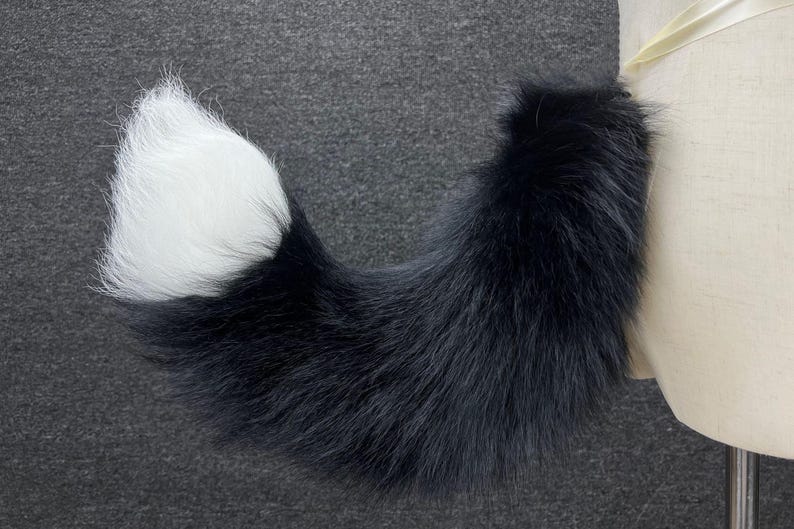 Ensemble queue et oreilles de renard noir et blanc : cosplay anime à ...
