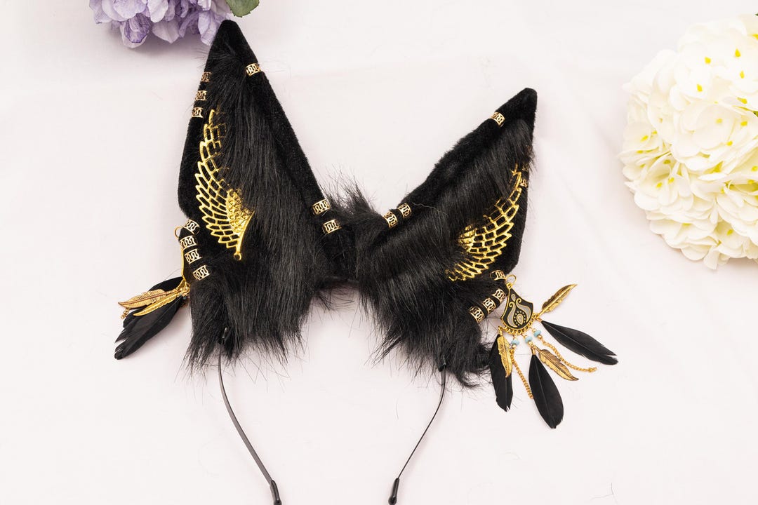 Handmade Anubis Jackal Faux Fur Ears & Tail Cosplay Set - Etsy