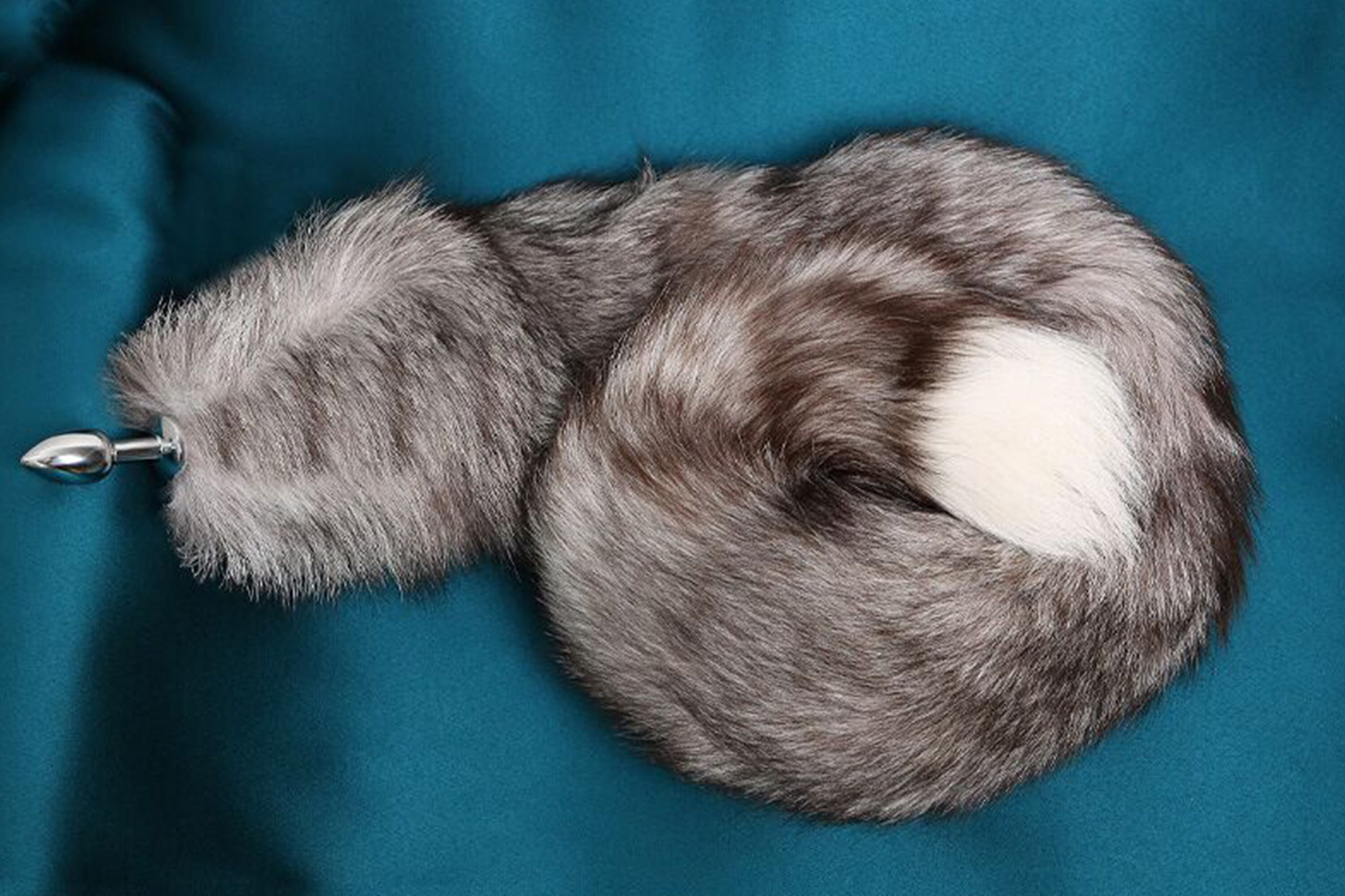 Gray White Real Fox Tail Fox Tail Cosplay Anime Sexy Cute - Etsy