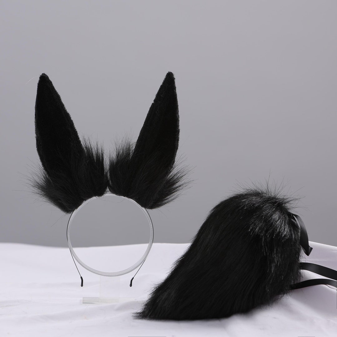Black Bunny Ear and Tail Set: Handmade Anime Cosplay - Etsy