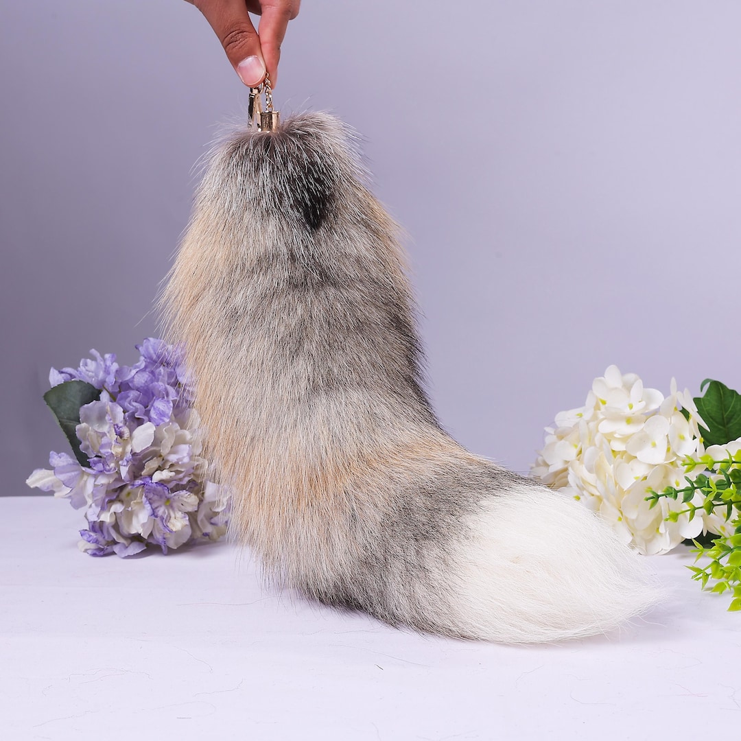 Fluffy Fox Fur Tail Keychain: Handmade Handbag Accessory (16 Inch) - Etsy