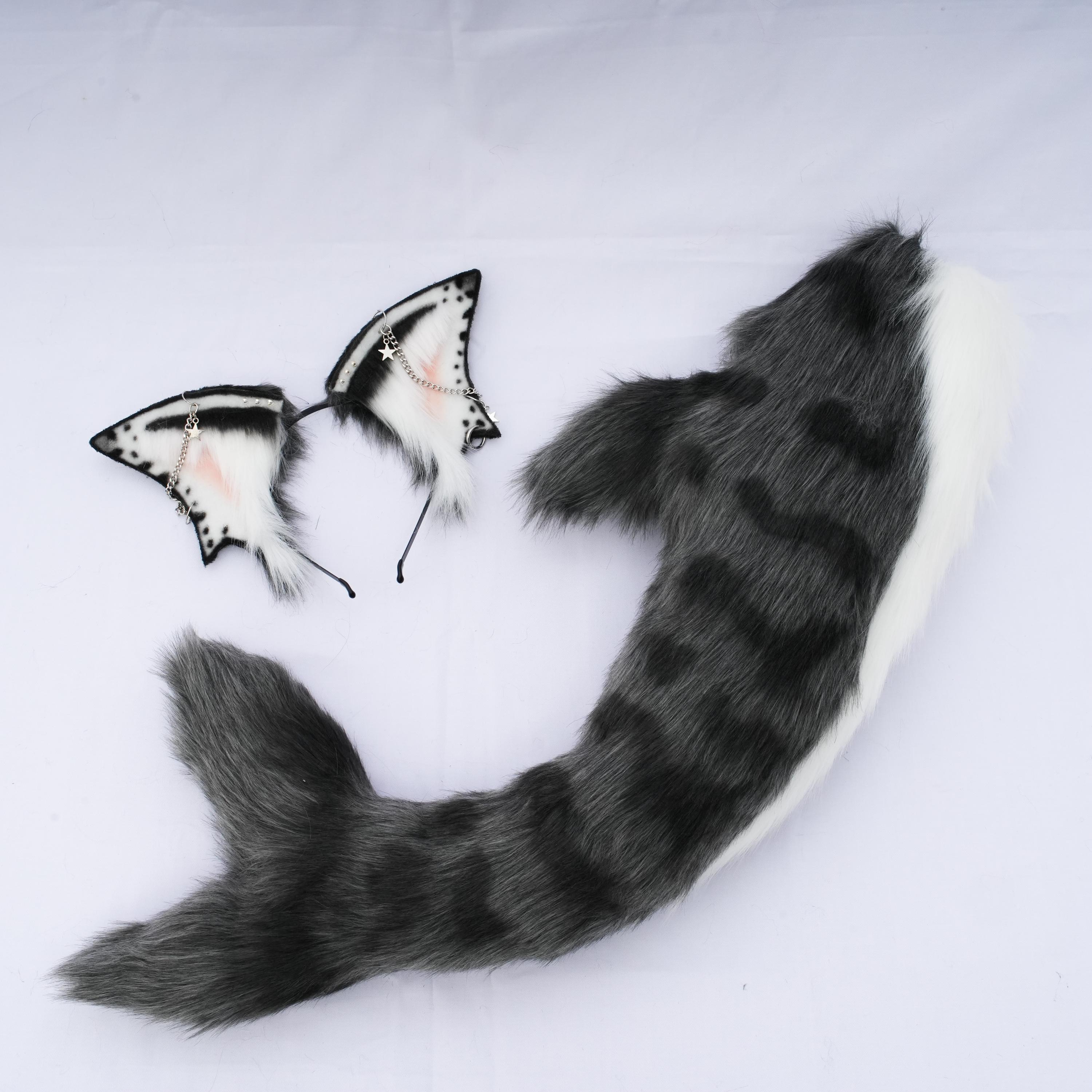 Faux Fur Shark Tail and Ears Set: Handmade Animal Cosplay - Etsy