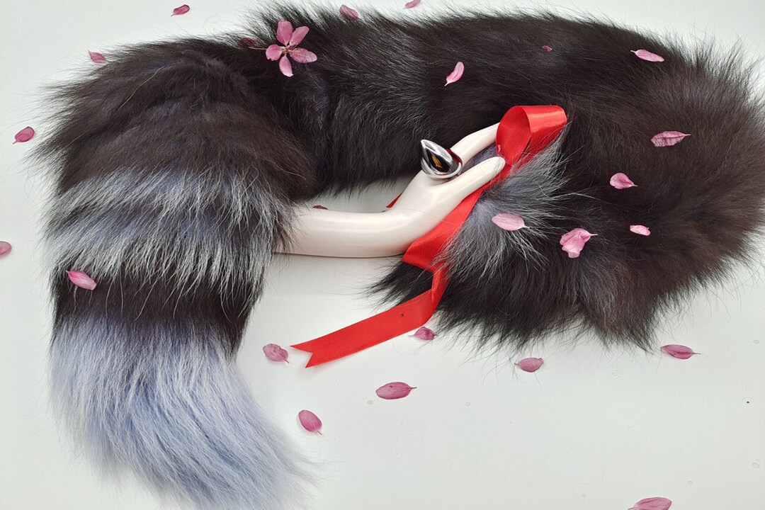 Blue Black Real Fox Tail Fox Tail Cosplay Anime Sexy Cute - Etsy