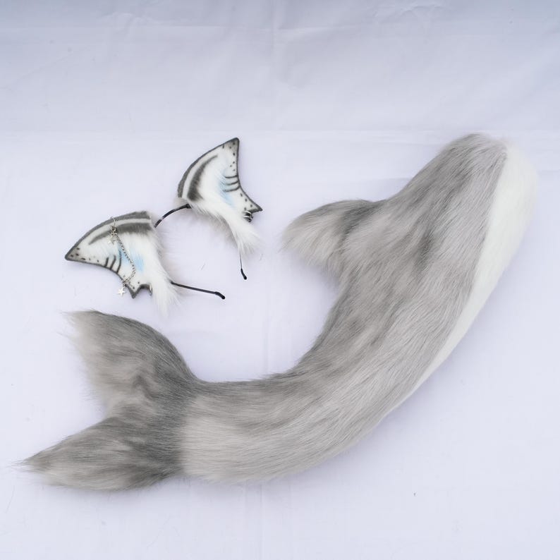 Tiger Shark Faux Fur Ears and Tail Set: Handmade Cosplay Costume - Etsy