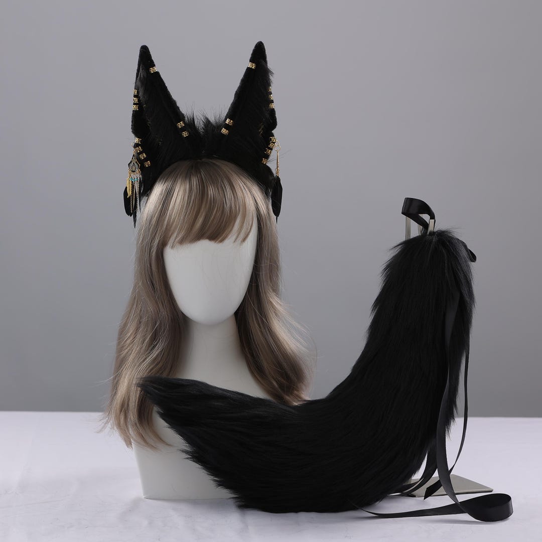 Anubis Handmade Jackal Ears Animal Ear and Tail COSPLAY Plush Hair ...