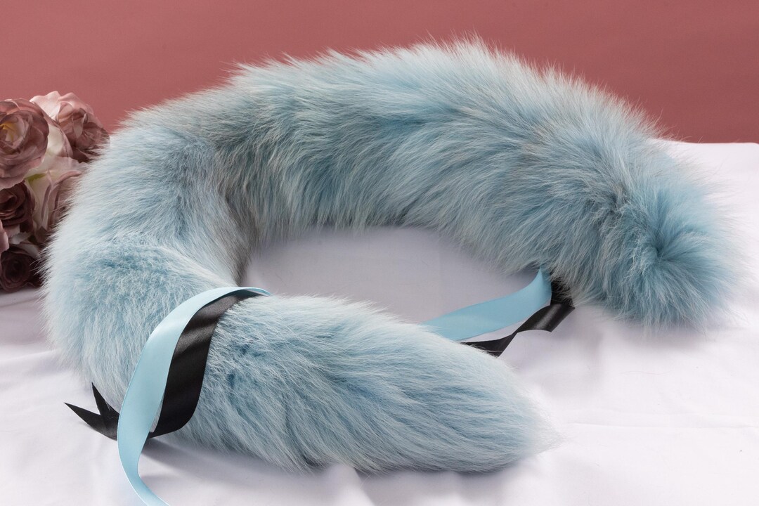 Blue Real Fur Fox Tail: Handmade Cosplay Costume - Etsy