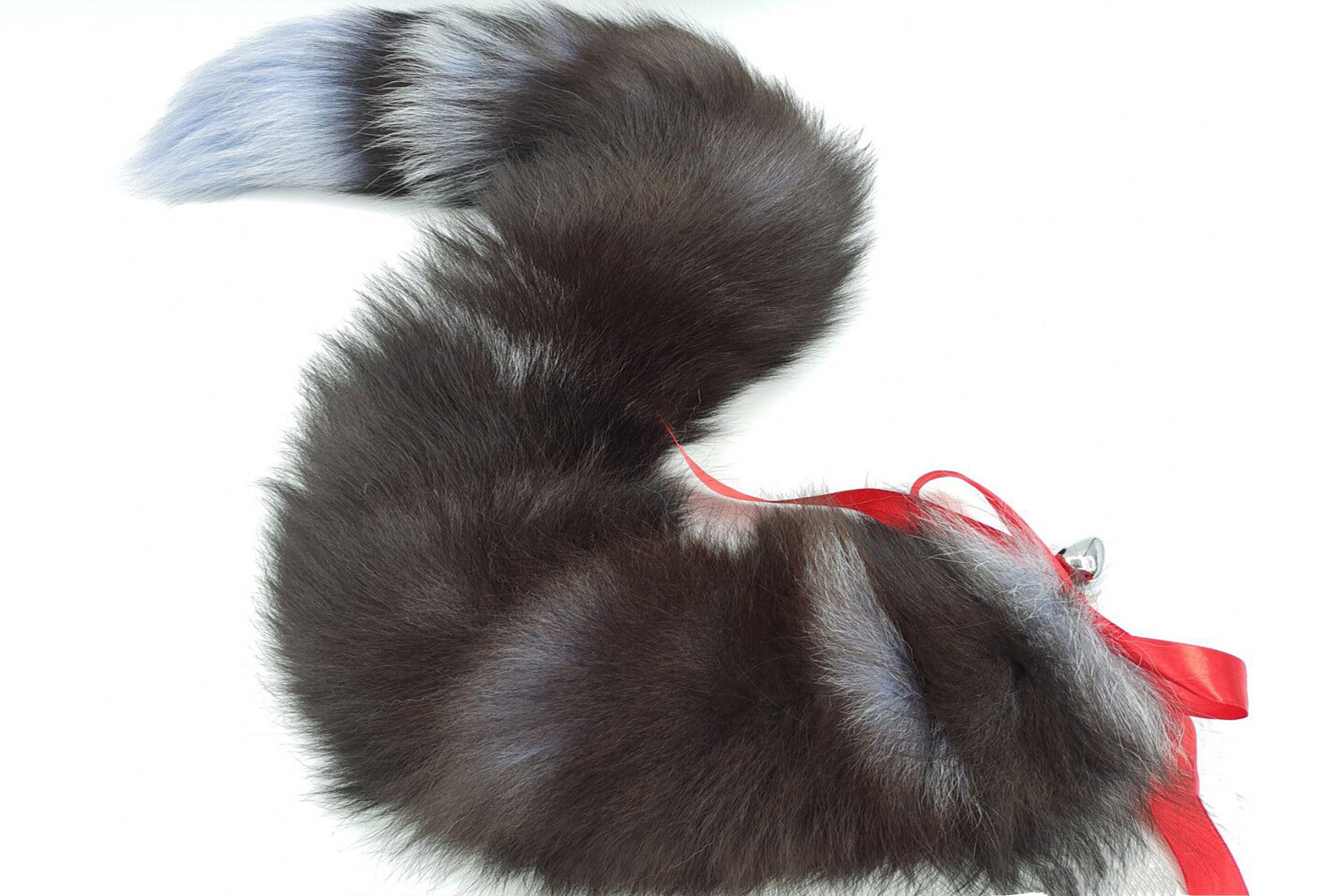Blue Black Real Fox Tail Fox Tail Cosplay Anime Sexy Cute - Etsy
